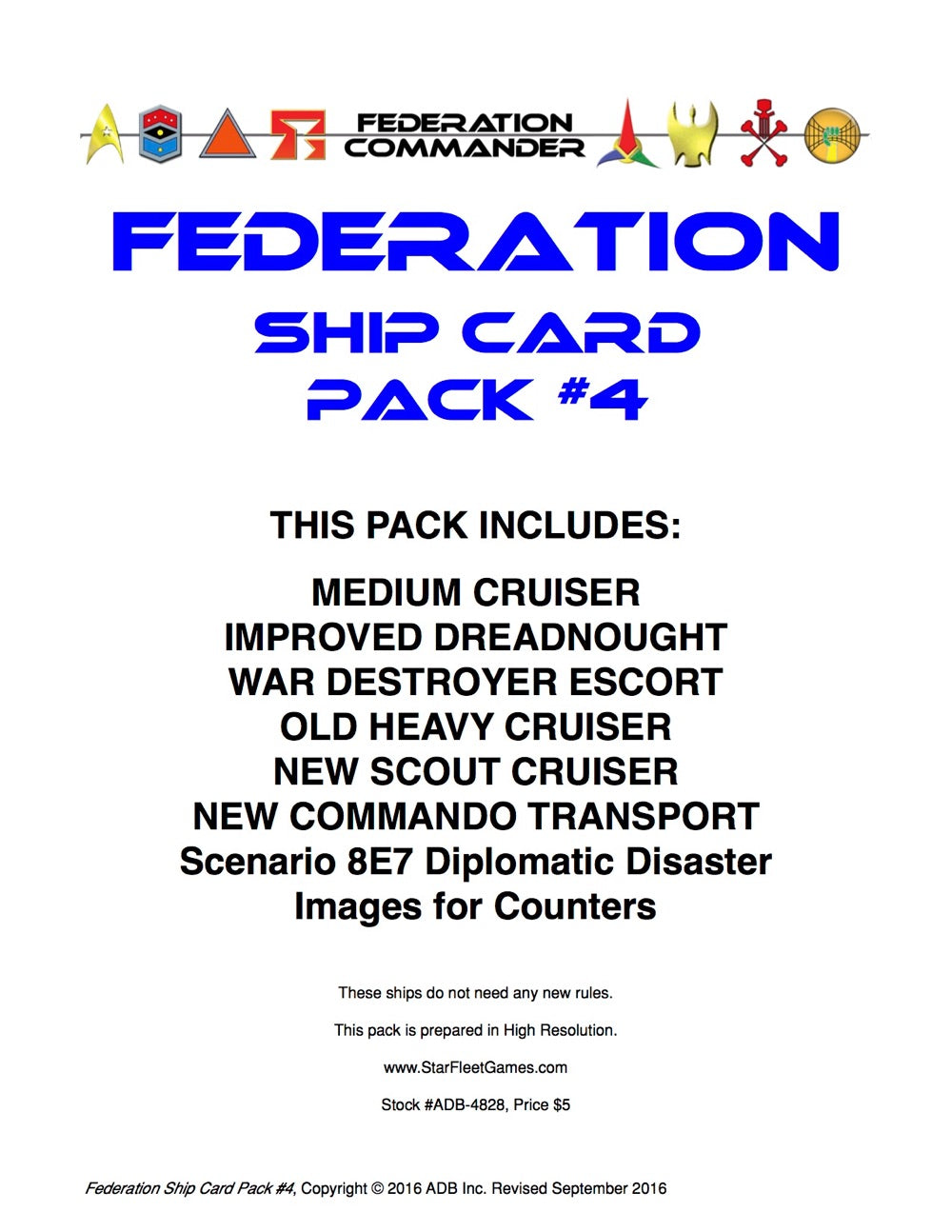 Federation Commander: Federation Ship Card Pack #4 | Warehouse 23