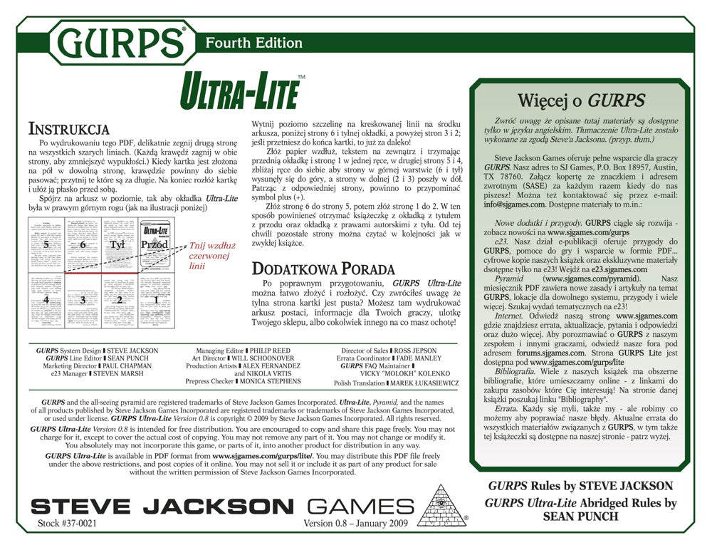 GURPS Ultra-Lite (Polish Edition) | Warehouse 23