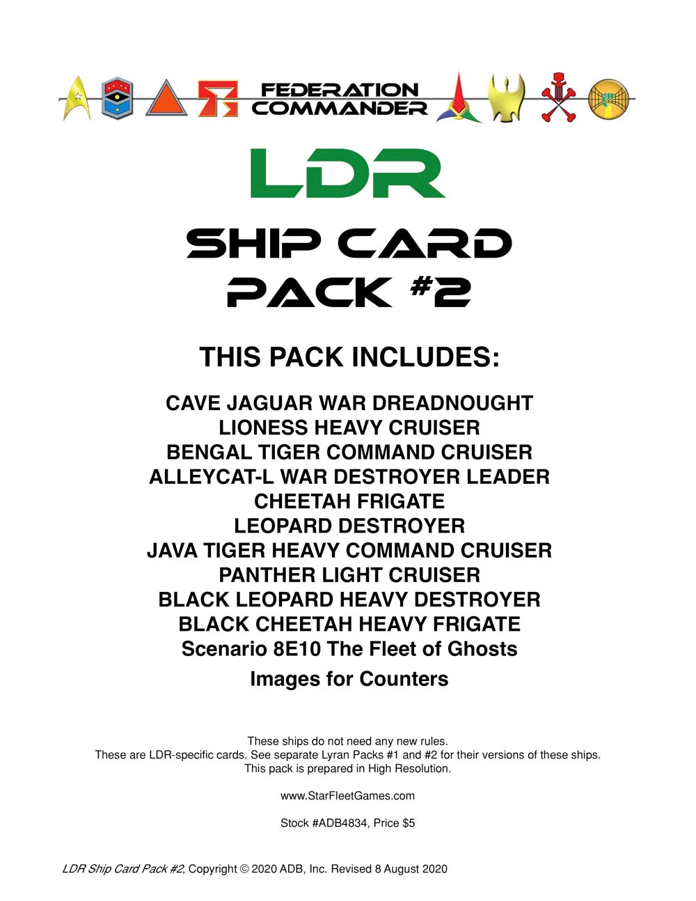 Federation Commander: LDR Ship Card Pack #2 | Warehouse 23